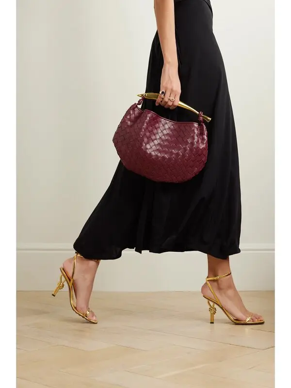 Bottega Veneta Sardine Small Intrecciato Leather Shoulder Bag - Burgundy