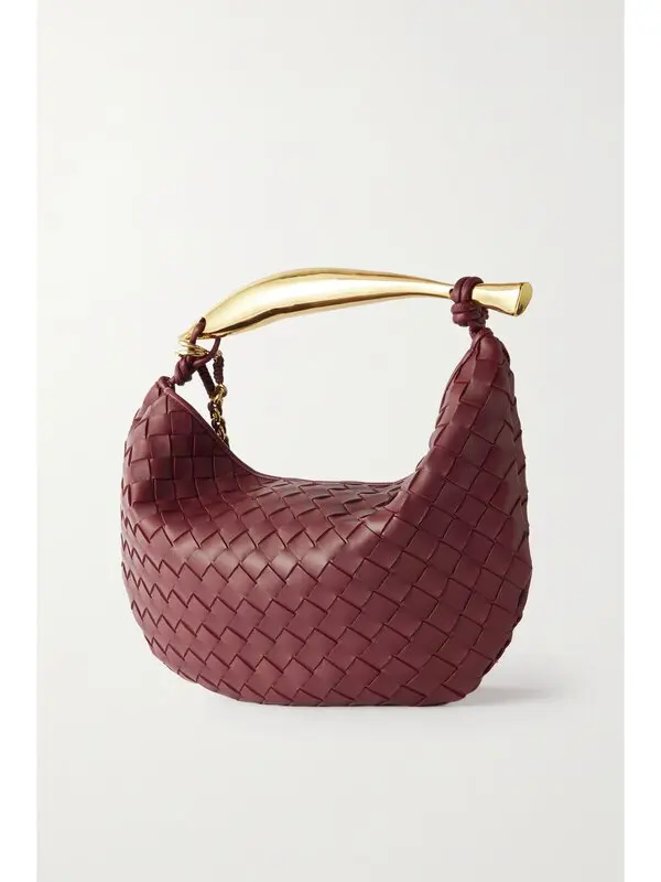 Bottega Veneta Sardine Small Intrecciato Leather Shoulder Bag - Burgundy