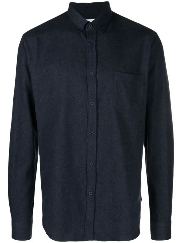 Sunspel Flannel Cotton Shirt - Blue