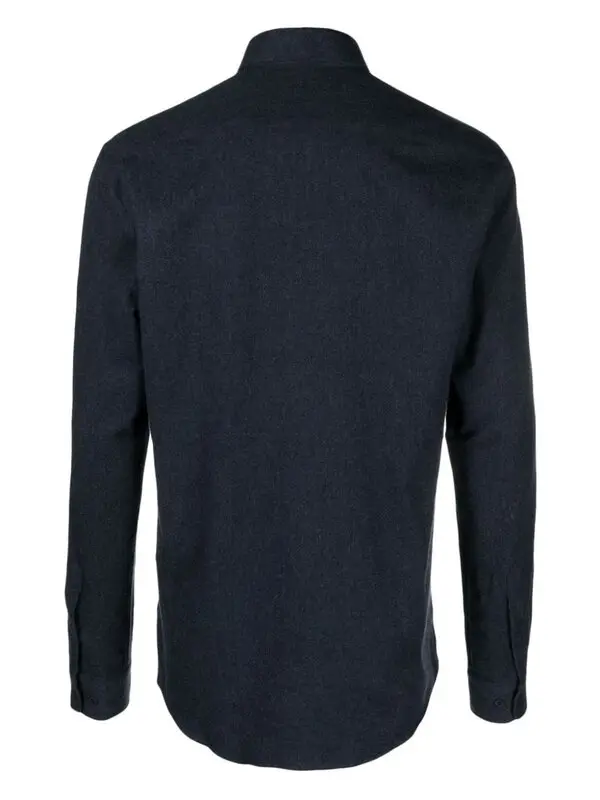 Sunspel Flannel Cotton Shirt - Blue
