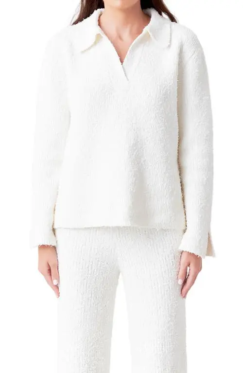 Endless Rose Textured Fuzzy Collared Sweater