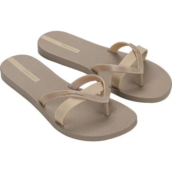 Ipanema Kirei Silk Flip Flop - Beige/ Metallic Beige