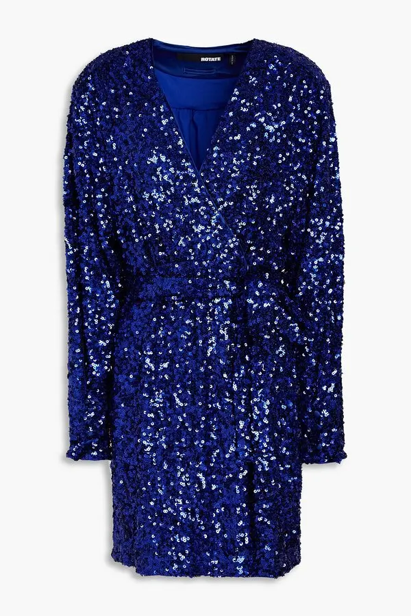 Remain Birger Christensen Sequined Mini Wrap Dress - Indigo