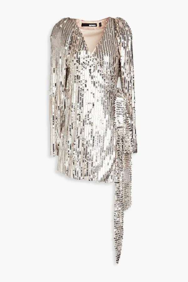 ROTATE BY BIRGER CHRISTENSEN Sequined Mini Wrap Dress
