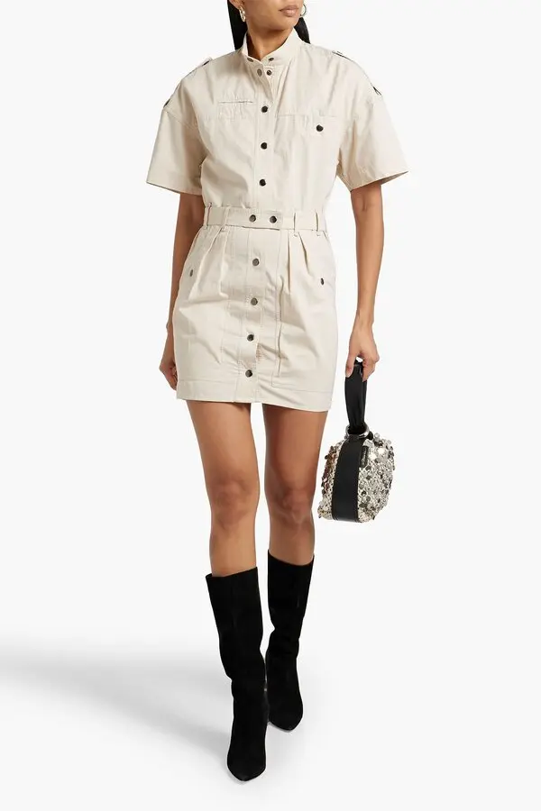 Marant Etoile Rodwell Belted Cotton-Canvas Mini Dress In Ecru - 80
