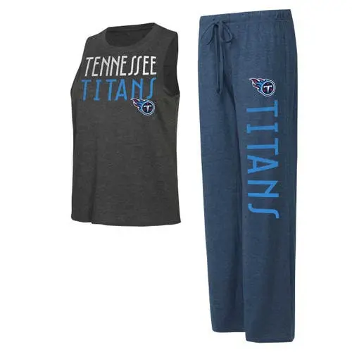 CONCEPTS SPORT Tennessee Titans Muscle Tank Top And Pants Lounge Set - Navy