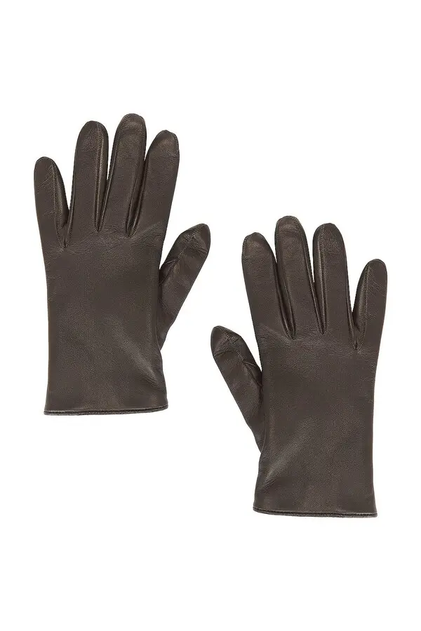 Saint Laurent Leather Gloves - Khaki & Gold