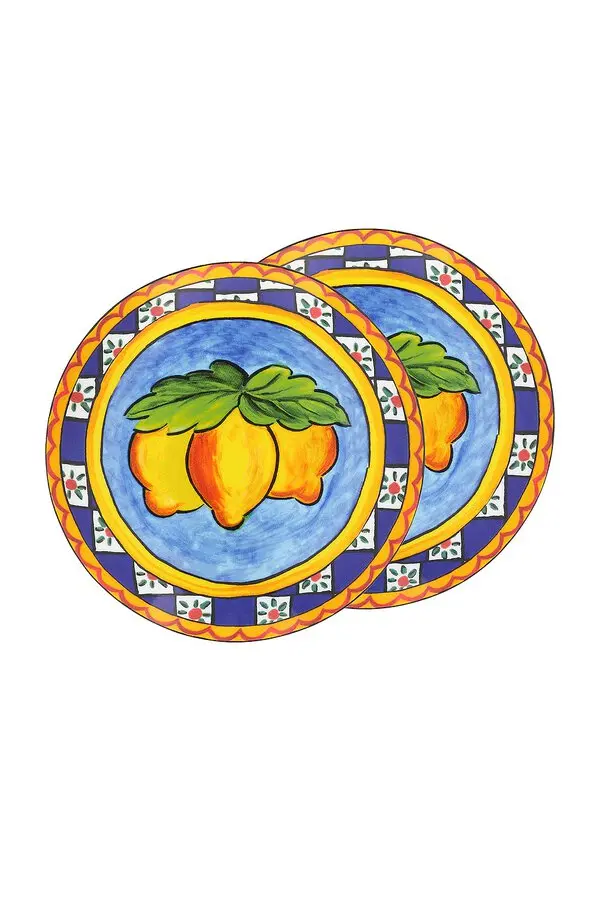 DOLCE & GABBANA CASA Carretto Lemon Set Of 2 Bread Plates In Multicolor In Yellow - N,a