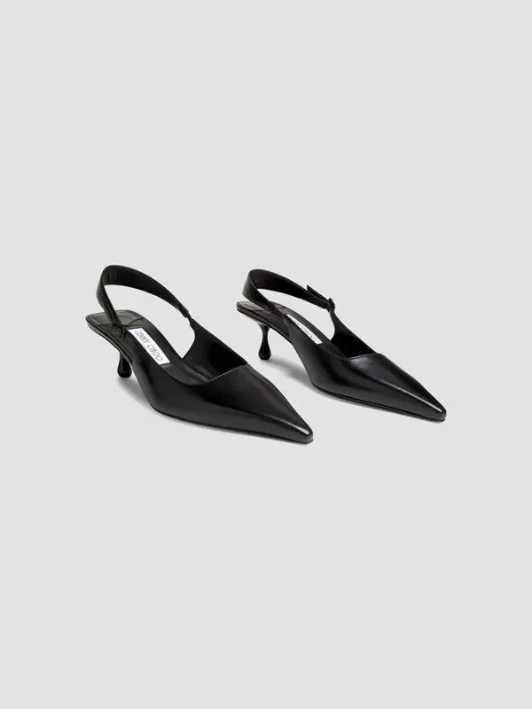 JIMMY CHOO Amel 50mm Leather Slingback Pumps - Black