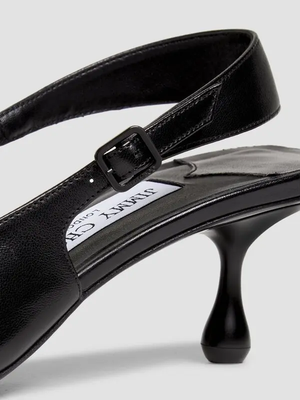 JIMMY CHOO Amel 50mm Leather Slingback Pumps - Black