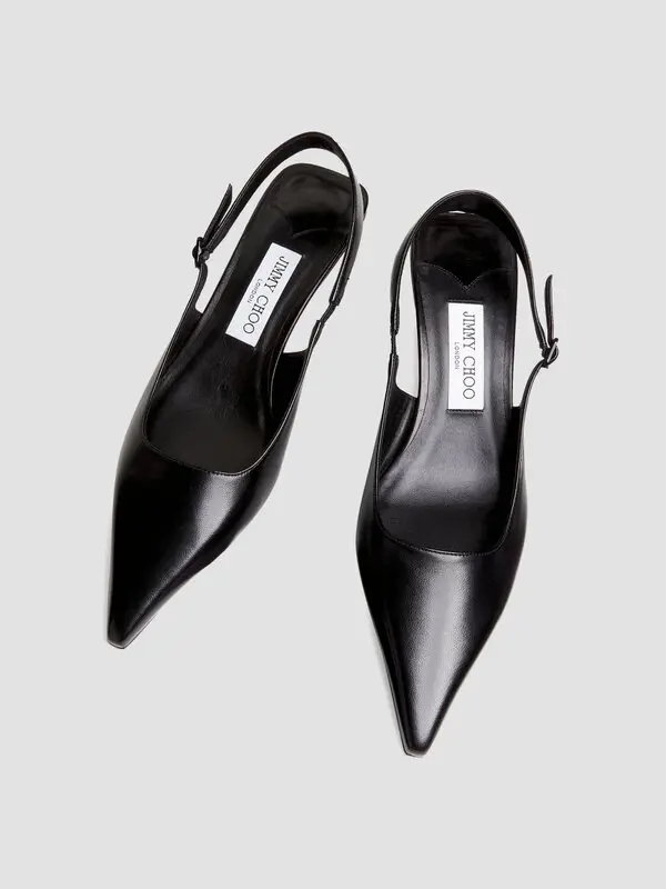 JIMMY CHOO Amel 50mm Leather Slingback Pumps - Black