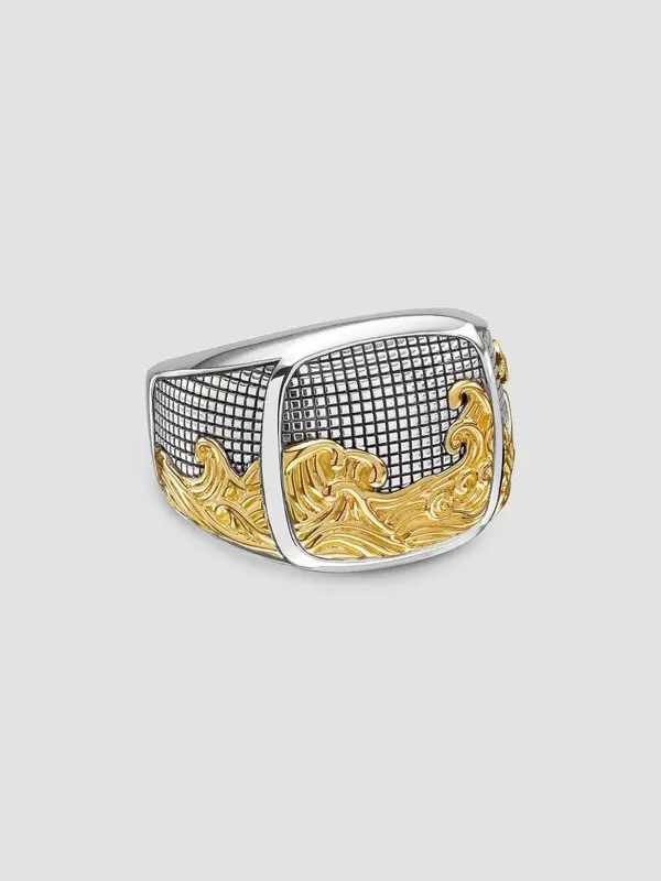David Yurman Waves Signet Ring In Sterling - Silver