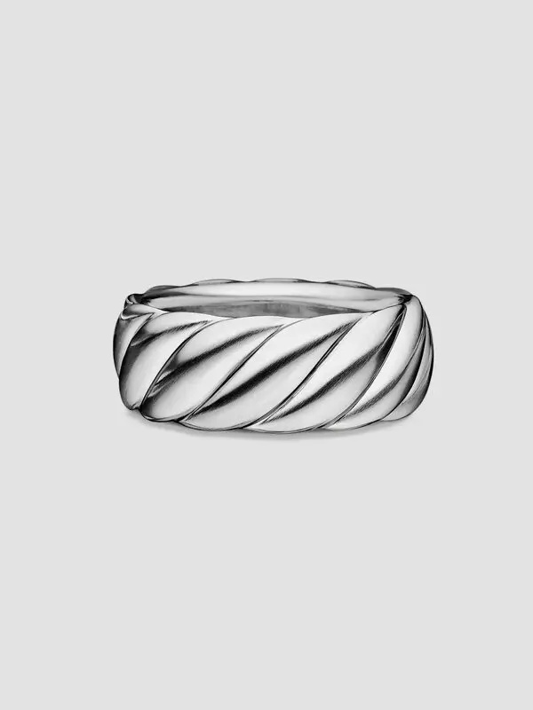 David Yurman Sculpted Cable Contour Band Ring In Sterling 9mm