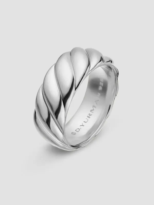David Yurman Sculpted Cable Contour Band Ring In Sterling 9mm