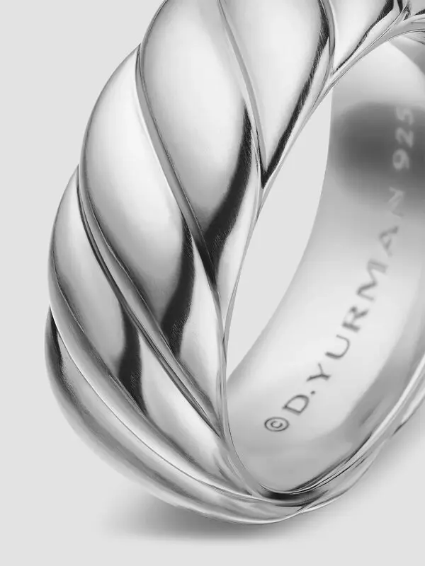 David Yurman Sculpted Cable Contour Band Ring In Sterling 9mm