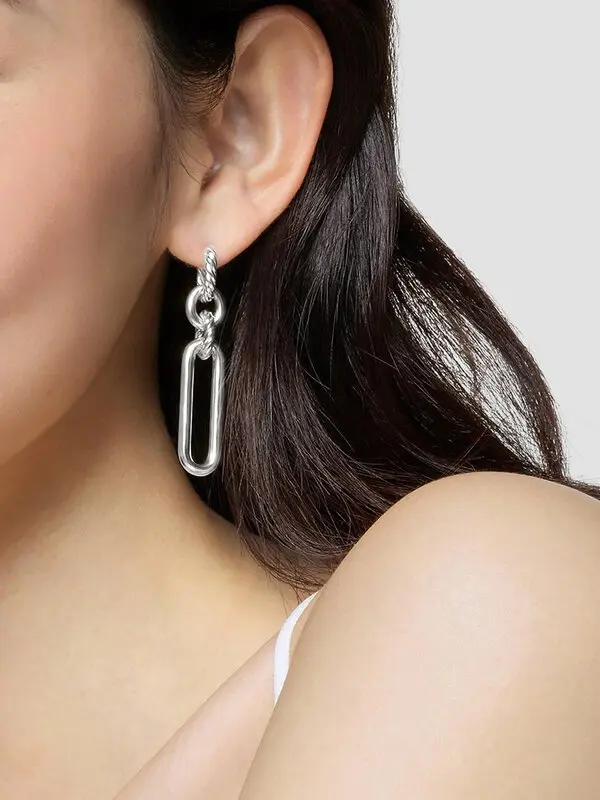 David Yurman Lexington Double Link Drop Earrings In Sterling