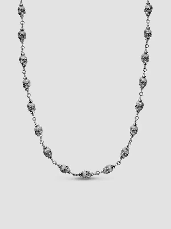 David Yurman Meto Mori Skull Rosary Necklace In Sterling 9mm - Silver