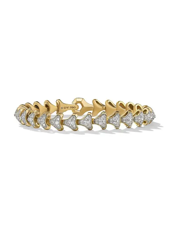 David Yurman Armory Link Bracelet In 18k Yellow Gold - Diamond
