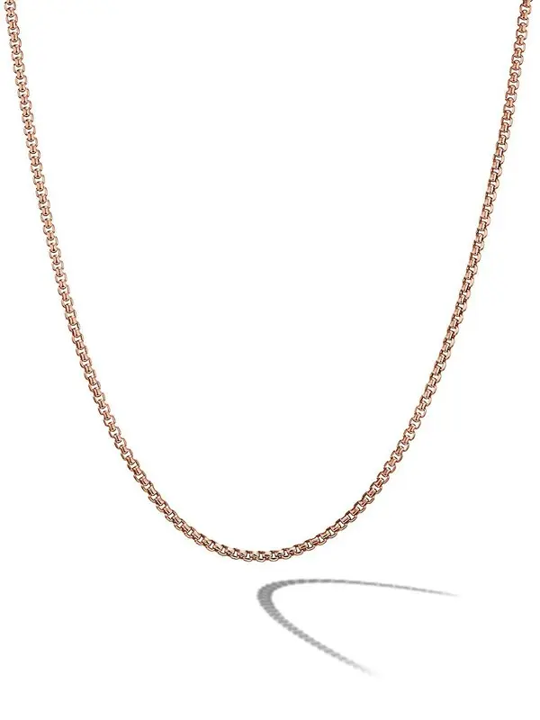 David Yurman Box Chain Necklace In 18k Rose 1.7mm - Gold