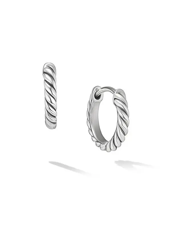 David Yurman Sculpted Cable Huggie Hoop Earrings In Sterling - Silver