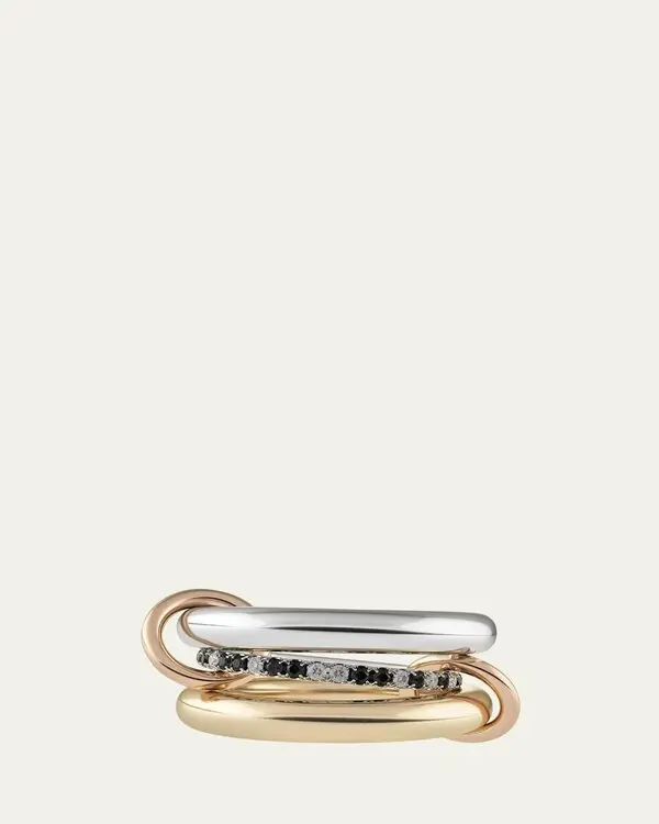 SPINELLI KILCOLLIN Libra 18k Gold And Silver 3-link Ring With Diamonds - Multi