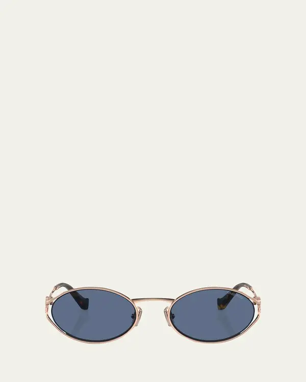 Miu Miu Cut-out Oval Sunglasses - Pink Gold