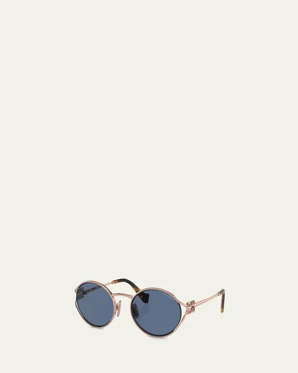 Miu Miu Cut-out Oval Sunglasses - Pink Gold