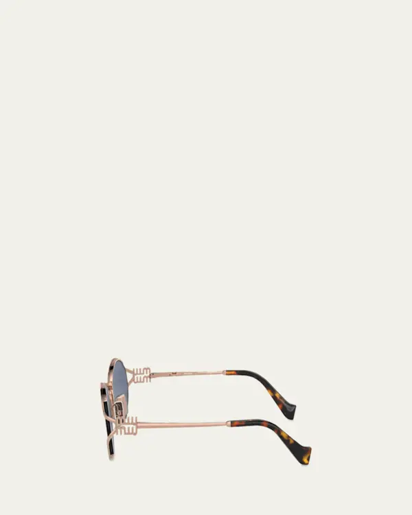 Miu Miu Cut-out Oval Sunglasses - Pink Gold