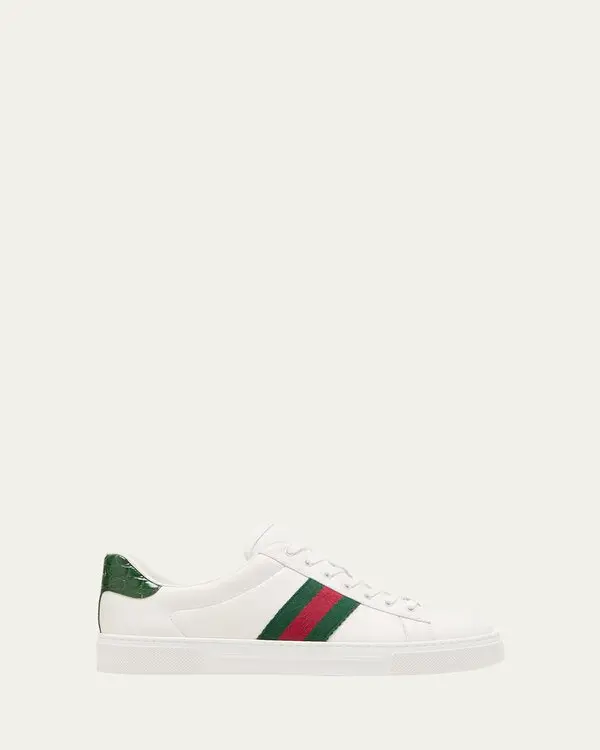 Gucci Ace Leather Low-top Sneakers - Bianco