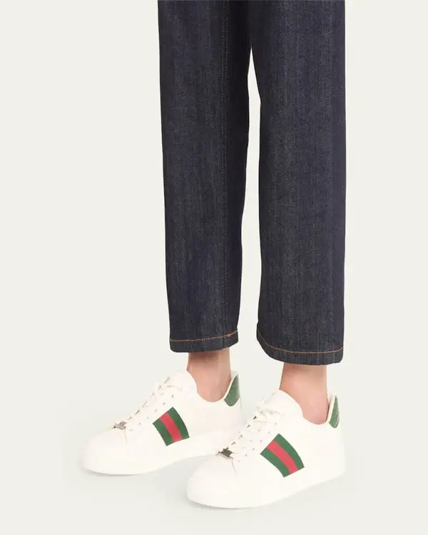 Gucci Ace Leather Low-Top Sneakers Bianco Editorialist