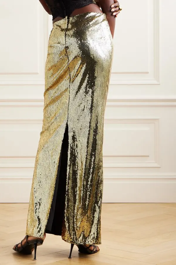 Dolce & Gabbana Sequined Tulle Maxi Skirt