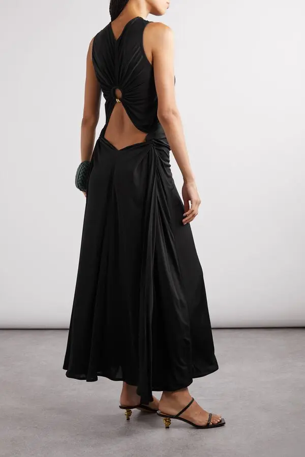 Bottega Veneta Cutout Embellished Gathered Maxi Dress
