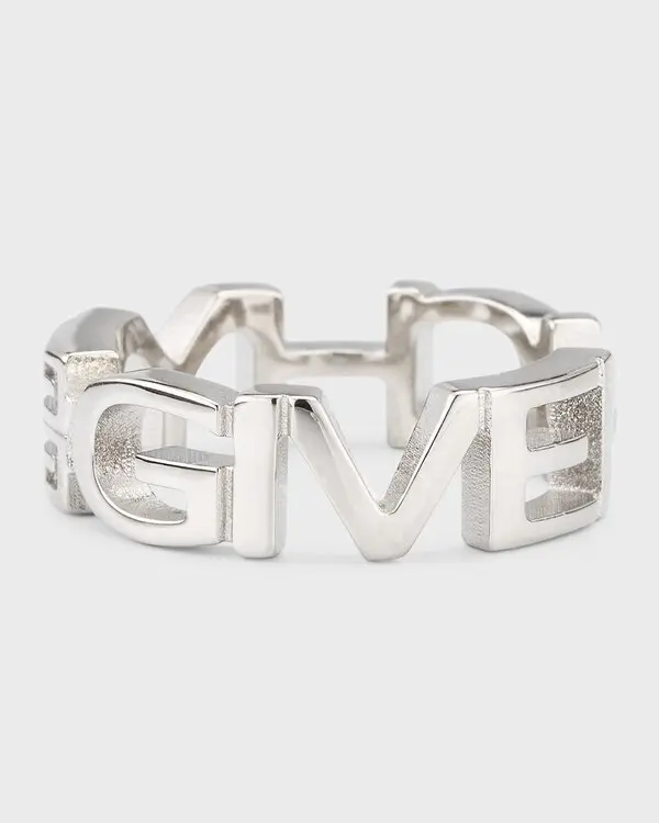 Givenchy Logo Lettering Band Ring - Silver