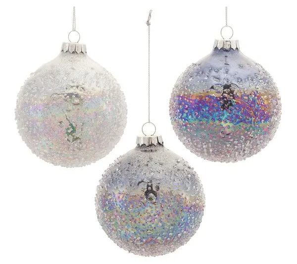 MELROSE Glass Irredescent Ball Ornament - One-color