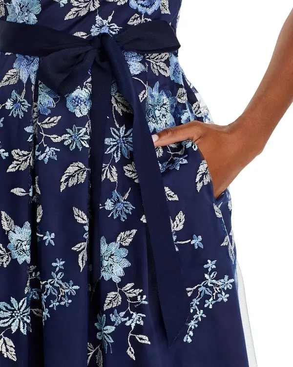 Eliza J Embroidered Illusion Neck Cocktail Dress In Navy - 76% Off |  Editorialist