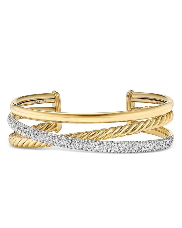 David Yurman Pave Diamond Cuff Bracelet - Gold