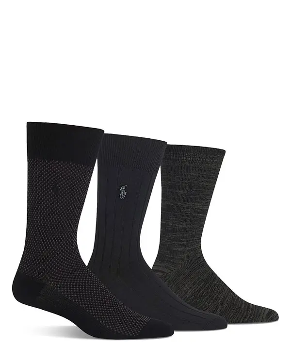 Polo Ralph Lauren Supersoft Birdseye, Solid Rib & Melange Trouser Socks Pack Of 3 - Black