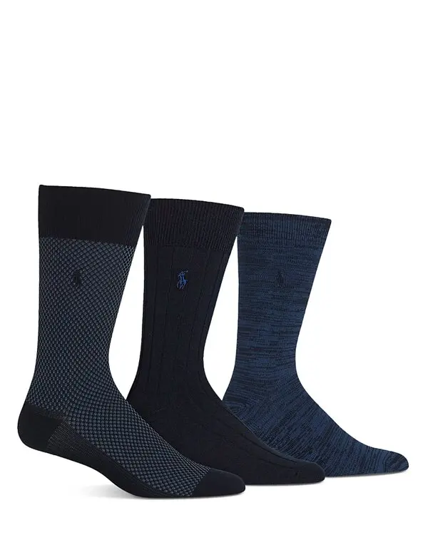 Polo Ralph Lauren Supersoft Birdseye, Solid Rib & Melange Trouser Socks Pack Of 3 - Navy