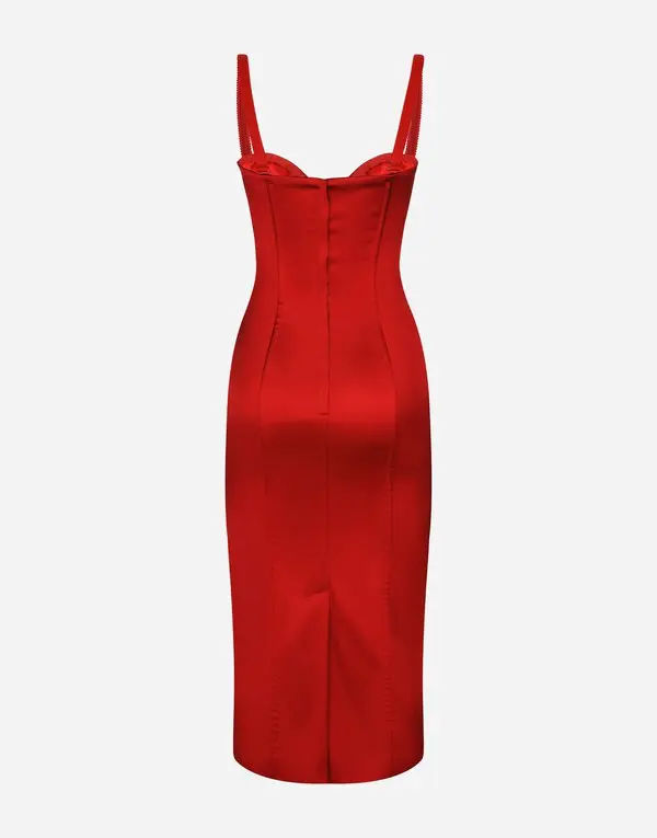 Dolce & Gabbana Satin Calf-length Dress With Corset Bustier