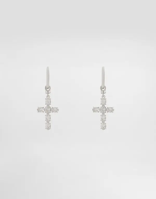 Dolce & Gabbana Creole Earrings With Cross - Crystal
