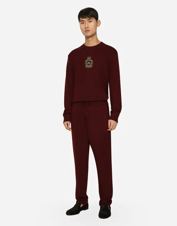 Dolce & Gabbana Cashmere And Wool Knit Sweatshirt With Dg Patch