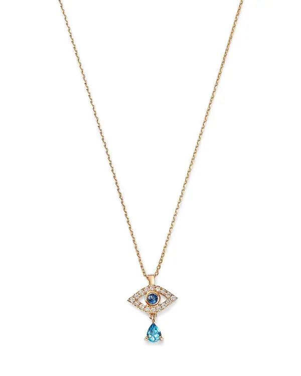 Bloomingdale'S Evil Eye Dangle Necklace - Blue/gold