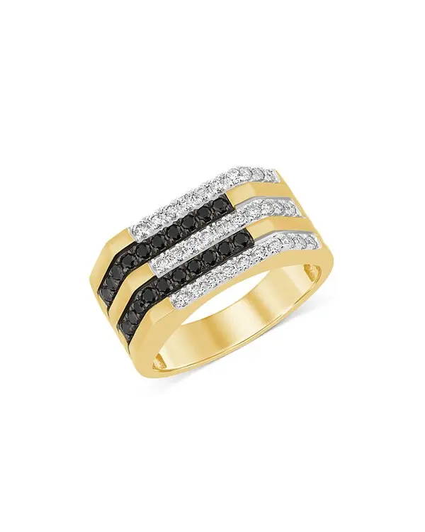 Bloomingdale'S 14k Yellow Gold Black And White Diamond Ring - Black/white