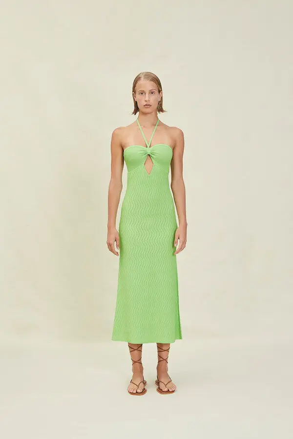 Devon Windsor Clementine Textured Midi Dress In Green - 80% Off |  Editorialist