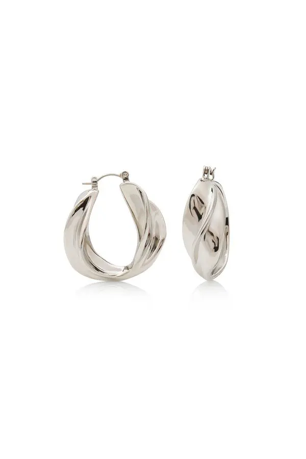 KENNETH JAY LANE Twist Hoop Earrings - Silver