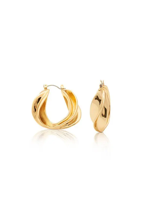 KENNETH JAY LANE Tone Twist Hoop Earrings - Gold