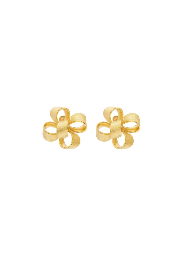 KENNETH JAY LANE Large Bow Clip On Earring - Gold