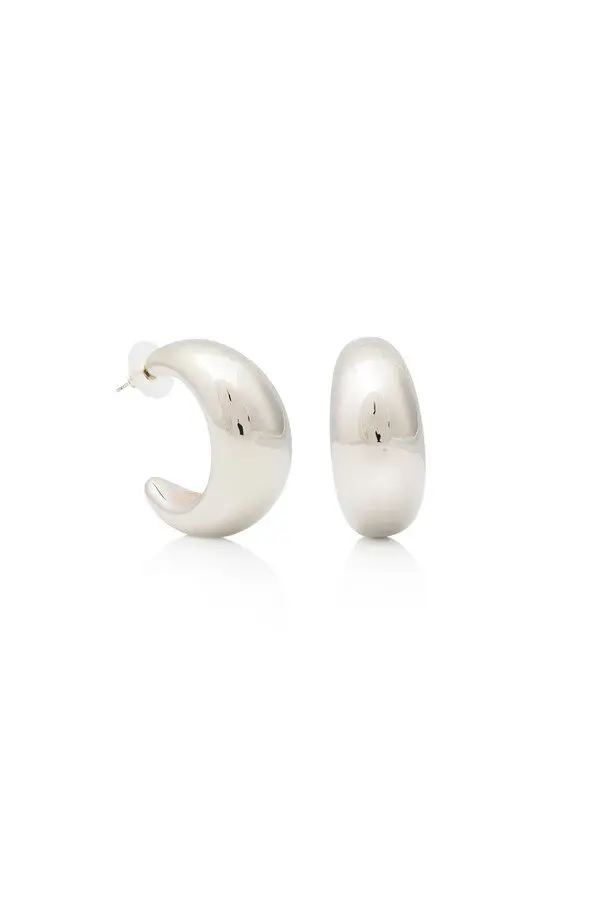 KENNETH JAY LANE Tone C-shape Hoop Earrings - Silver