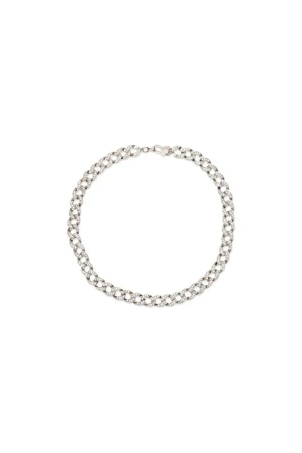 KENNETH JAY LANE Crystal Chain Link Necklace - Silver