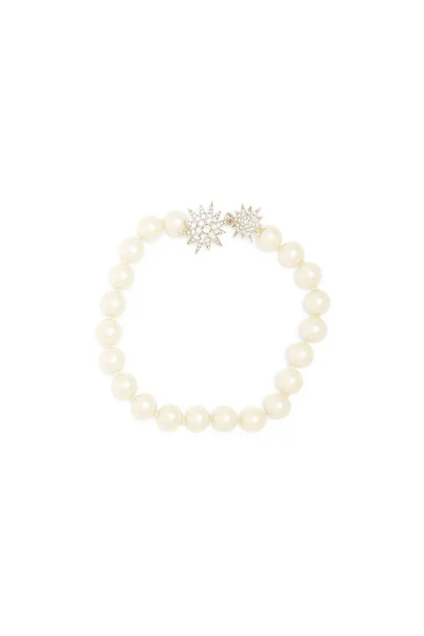 KENNETH JAY LANE Pearl & Rhodium Starburst Necklace - White
